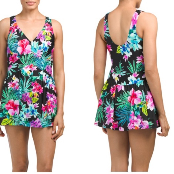Maxine of Hollywood | Swim | Maxine V Neck Waist Cut Swimdress Swimsuit ...